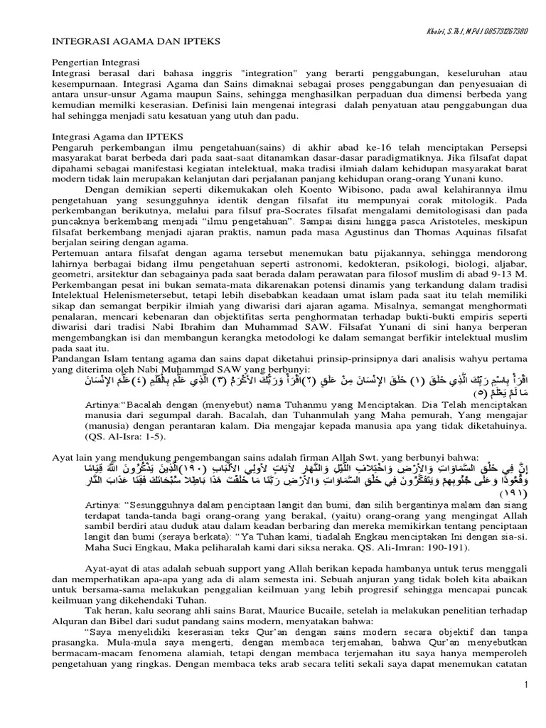 Integrasi Islamdan IPTEKS | PDF