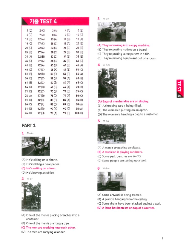 LISTENING - Answer and Transcripts Test 4 | PDF