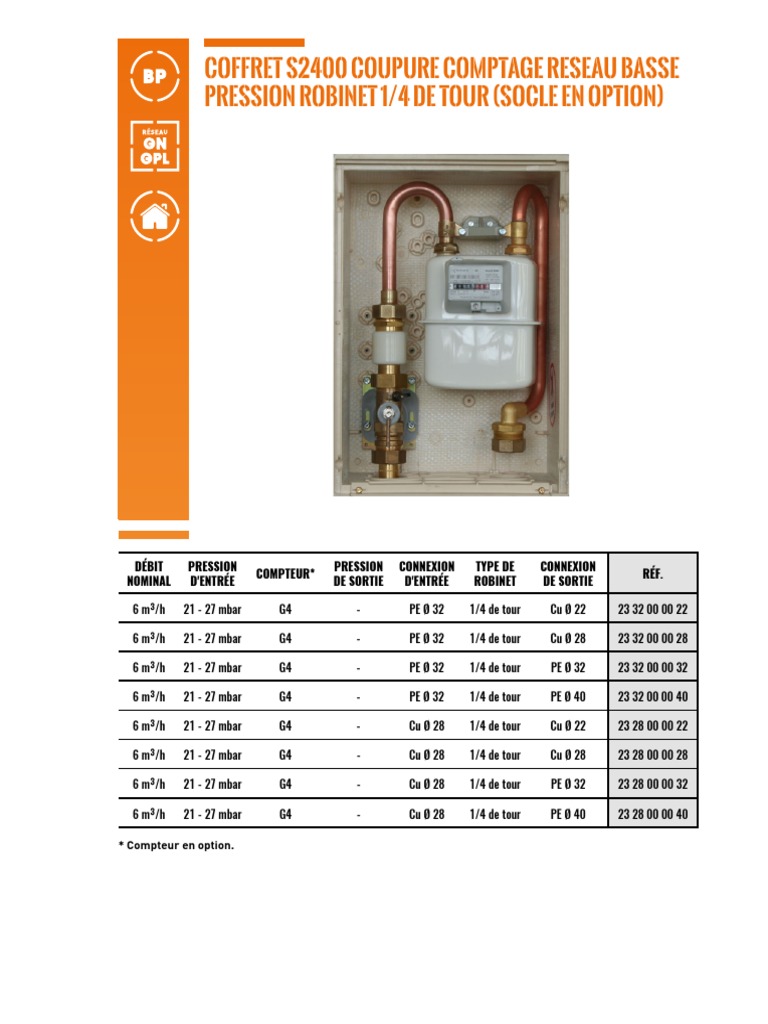 Coffret Gaz S2400 : Caractéristiques et Options | PDF