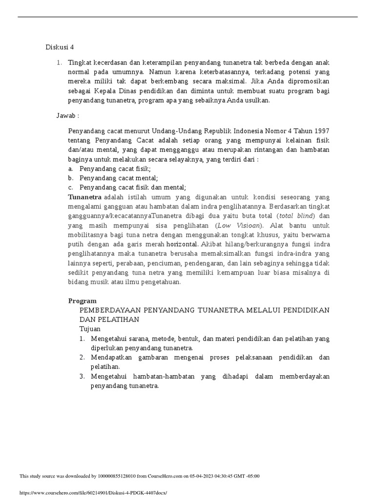 Diskusi 4 PDGK 4407 | PDF
