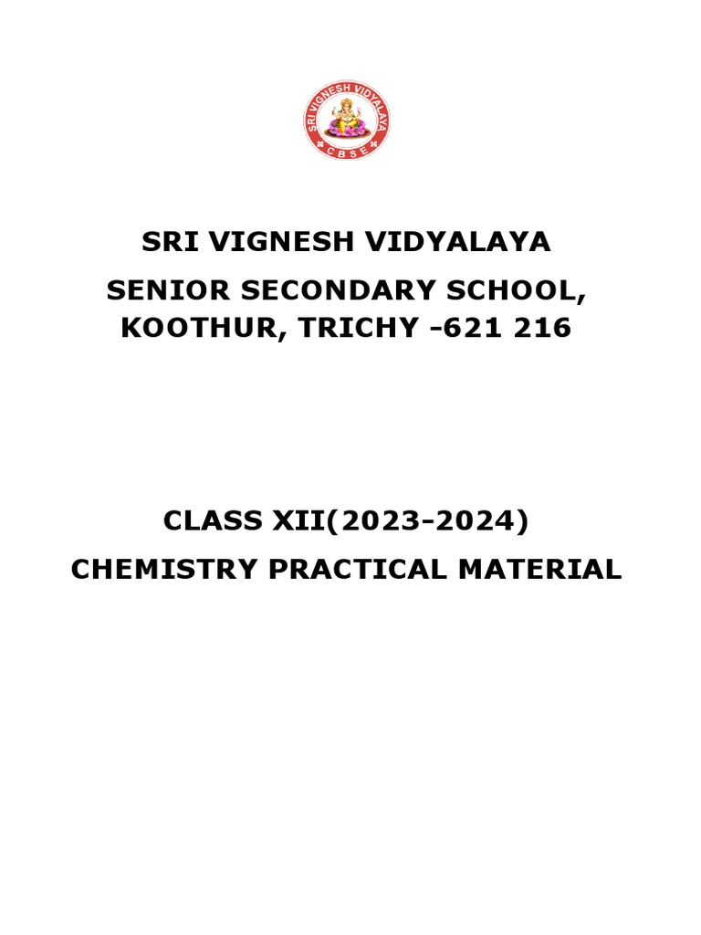 Xii (2023-2024) Chemistry Practical Material | PDF Xii (2023-2024) Chemistry Practical Material | PDF