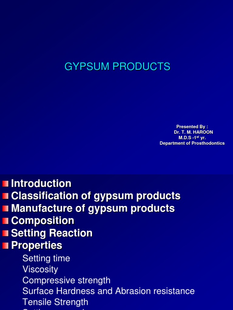 Gypsum Products - Compositions, Properties and Uses | PDF | Gypsum ...
