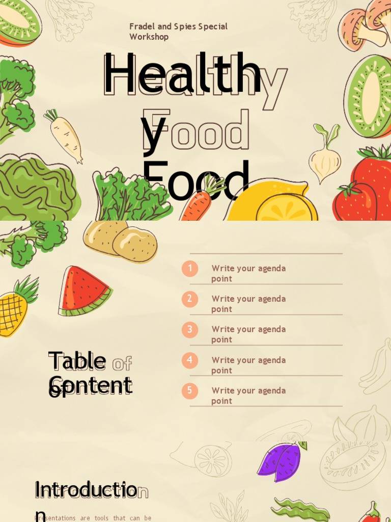Colorful Illustration Healthy Food Planner Presentation Menatah | PDF ...