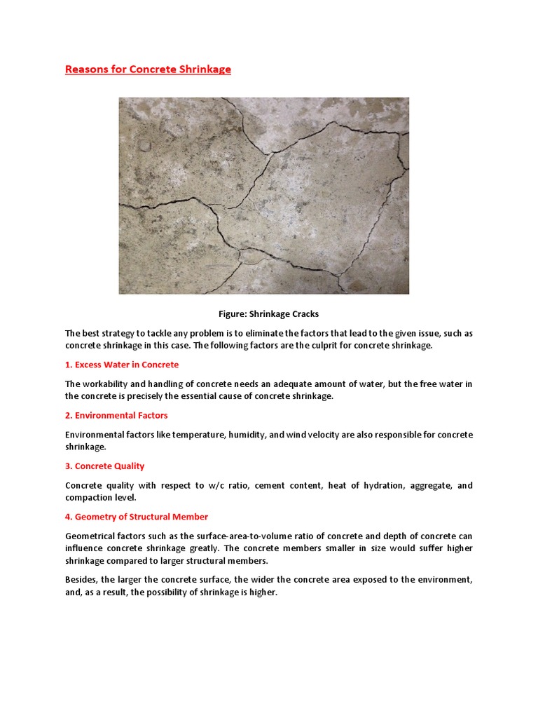 Shrinkage Cracks & Prevention | PDF | Concrete | Casting (Metalworking)