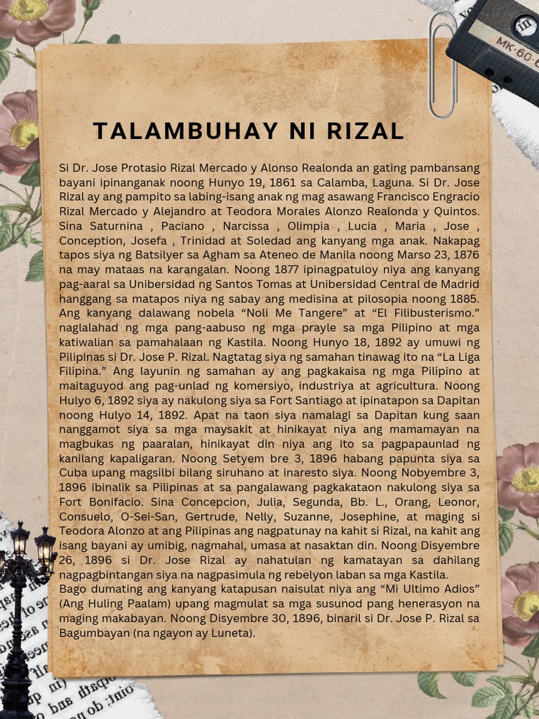 Talambuhay N Jose Rizal | PDF