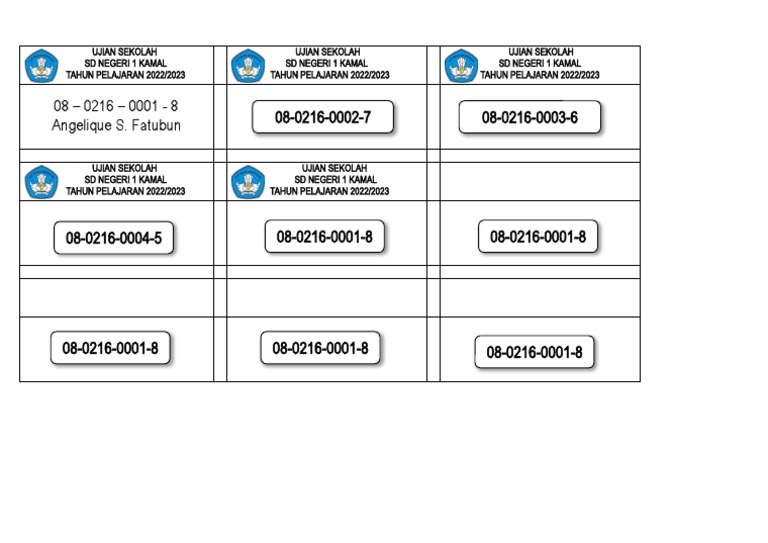 Nomor Meja Ujian | PDF