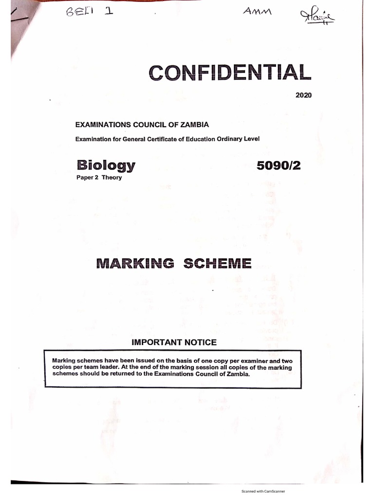 Biology 2 Marking Scheme 2020-1 | PDF