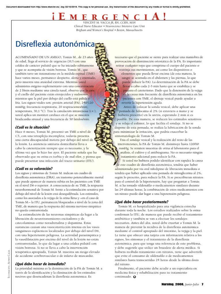 2008 Disreflexia Autonomica Emergencia | PDF