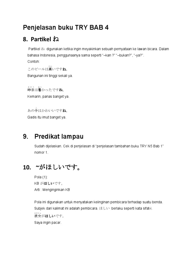 Penjelasan Buku TRY N5 Bab 4 | PDF