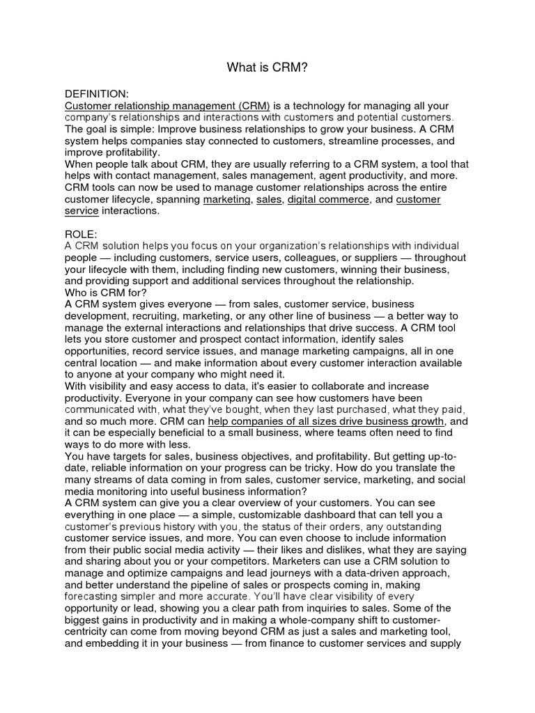What Is CRM? | PDF | Customer Relationship Management | Sales