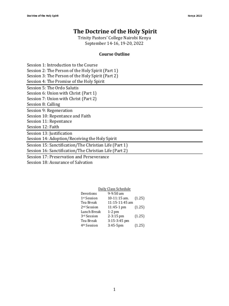 Doctrine of the Holy Spirit Course Kenya 2022 | PDF | Trinity ...