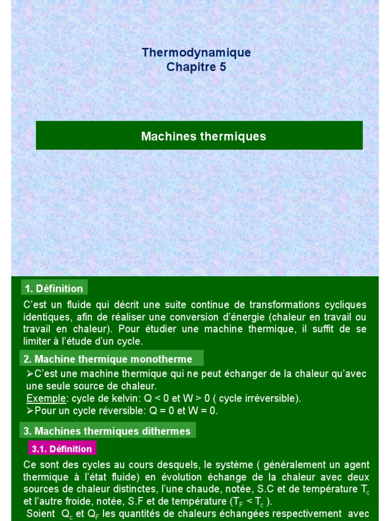 Chapitre 6 - Machines Thermiques | PDF