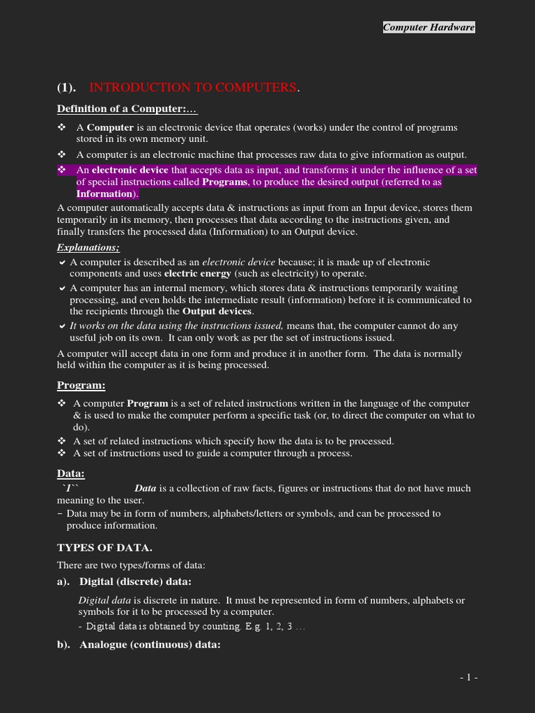 Introduction To Computer | PDF