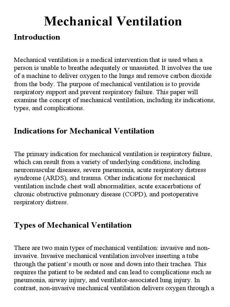 Mechanical Ventilation (Summary) | PDF | Respiratory System | Human ...