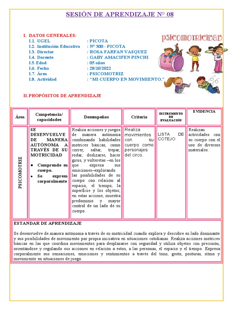 Sesion Psicomotriz | PDF | Aprendizaje | Las emociones