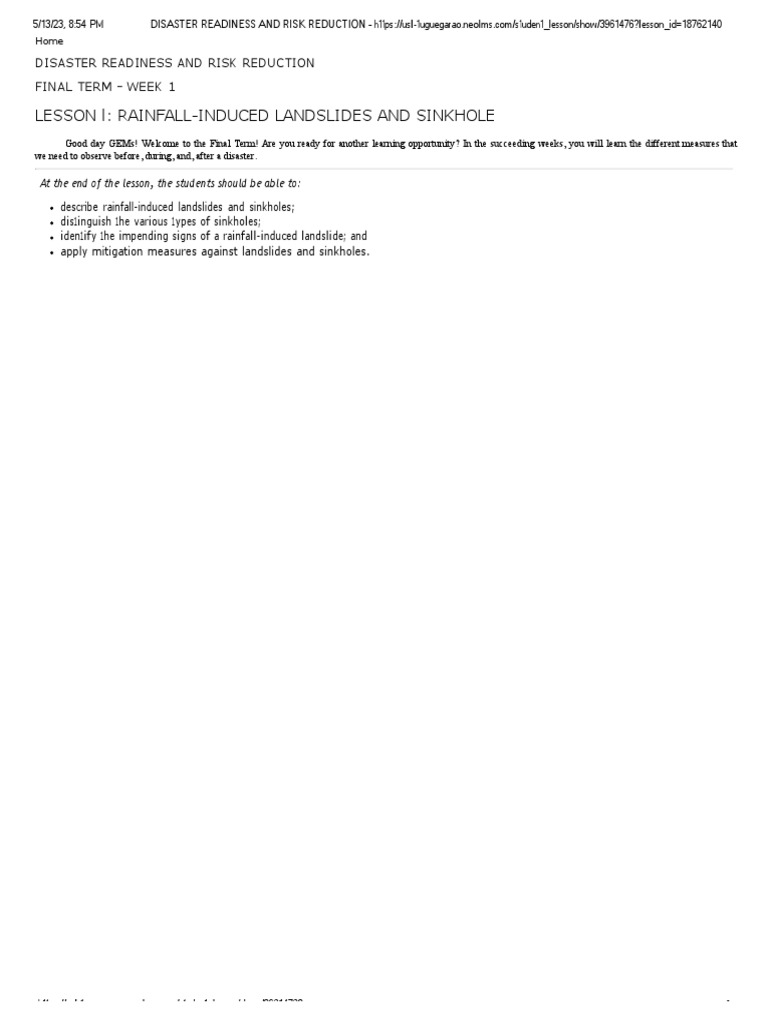 Student Guide: Landslides & Sinkholes | PDF