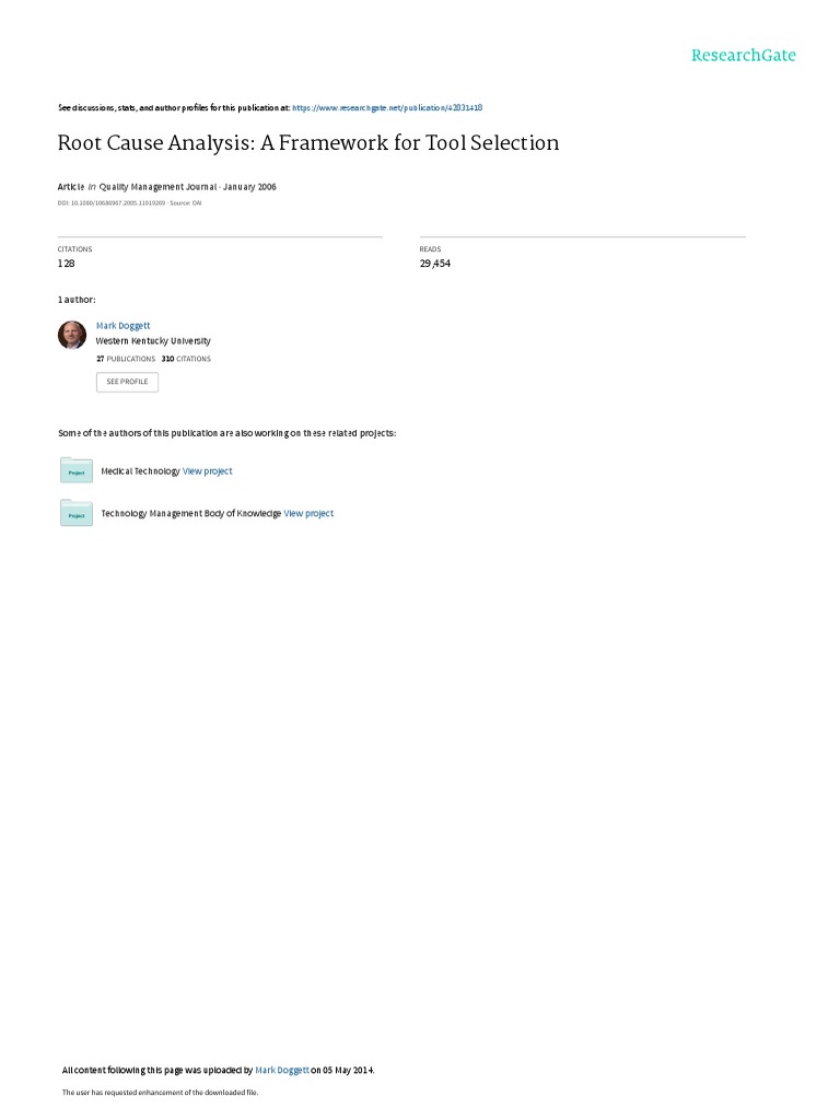 Root Cause Analysis A Framework For Tool Selection | PDF | Causality | System