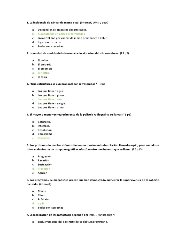 Preguntas Radiodiagnostico | PDF | Reparación de adn | Rayo X