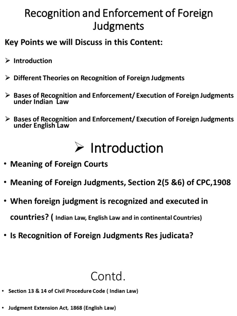 Recognition of Foreign Judgments | PDF | Judgment (Law) | English Law