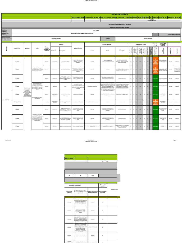 1. FT-SST-MTZ-01 Matriz de Peligros de Obras | PDF | Cuidado de la salud | Inmunología