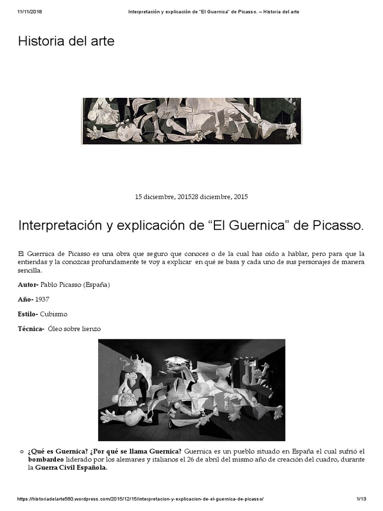 Interpretación y Explicación de "El Guernica" de Picasso. - Historia ...