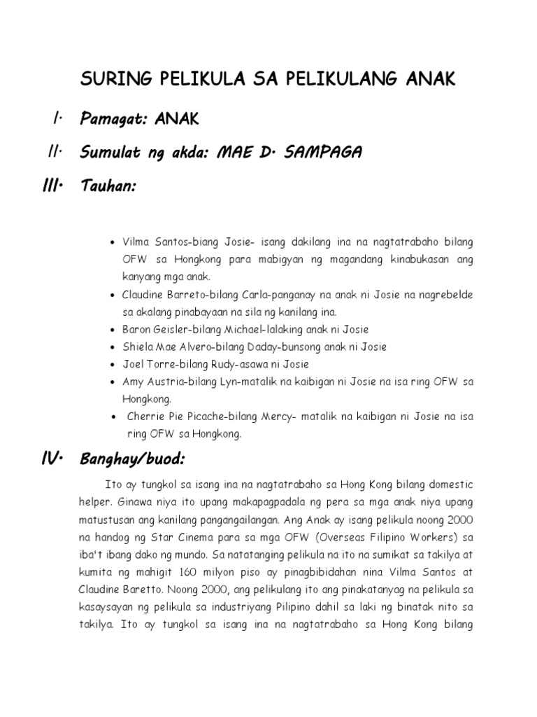 Suring Pelikula Sa Pelikulang Anak | PDF