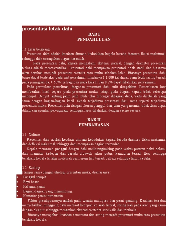 Presentasi Letak Dahi | PDF