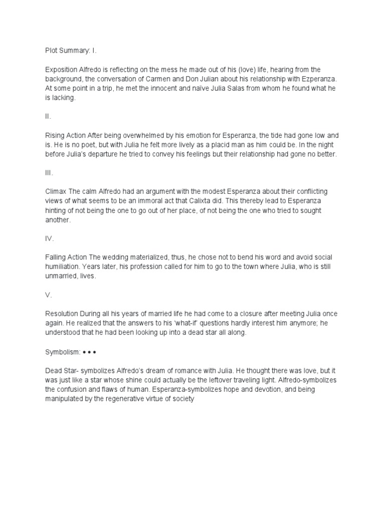 Plot Summary of Dead Stars | PDF | Reason | Love