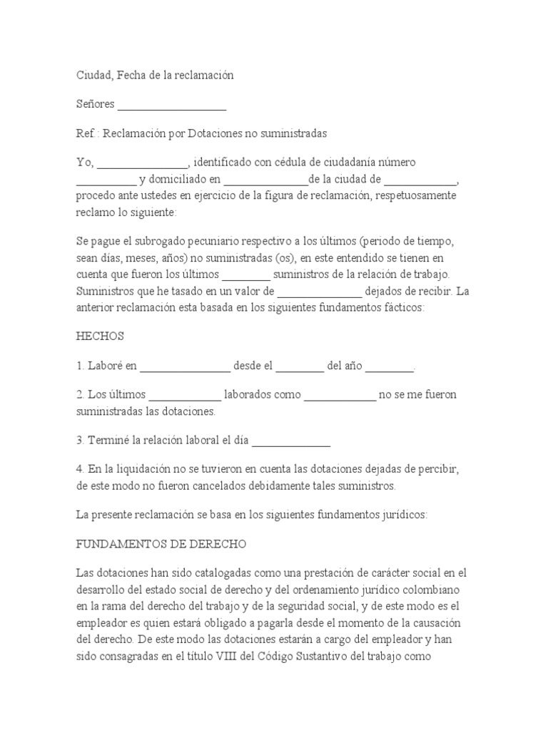 Reclamacion Dotaciones | PDF | Daños y perjuicios | Justicia Reclamacion Dotaciones | PDF | Daños y perjuicios | Justicia
