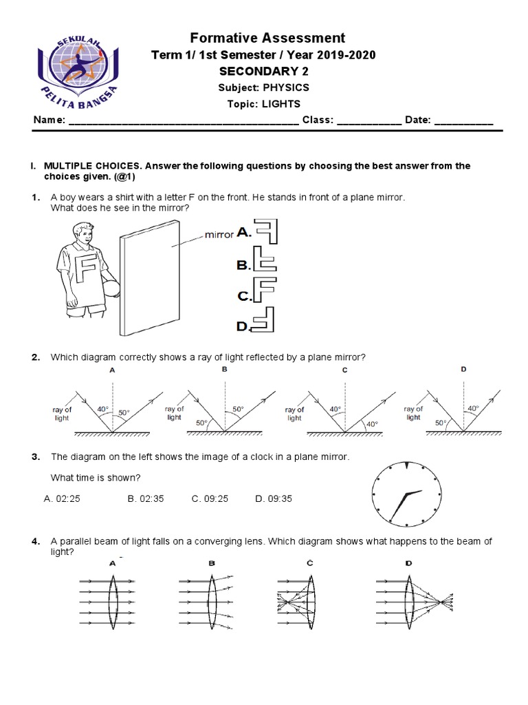 QUIZ12 LightsREMED | PDF | Mirror | Reflection (Physics)