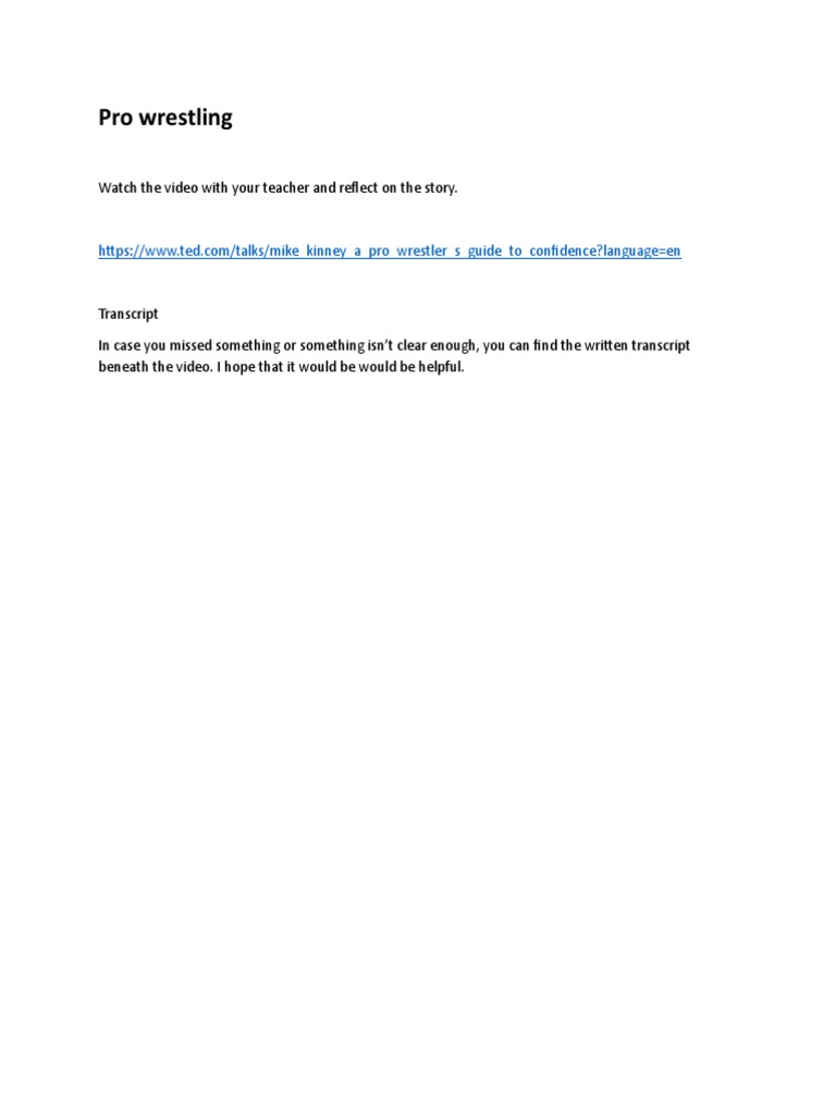 Pro Wrestling Assignment | PDF