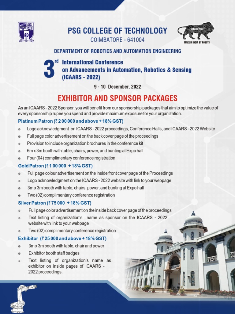 PSG - Robotic Exhibitor and Sponsor Package Form | PDF