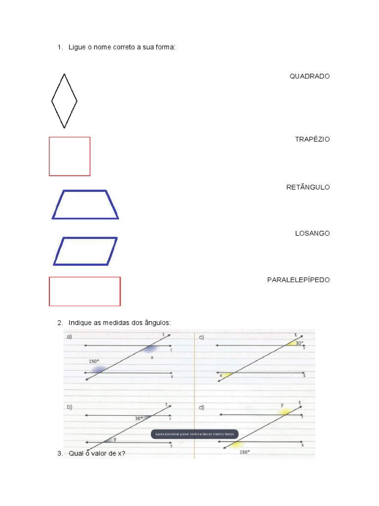 Retas Paralelas Cortadas Por Transversais | PDF