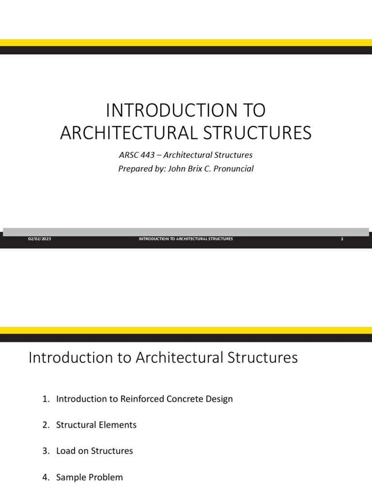 ARSC443!01!1 Introduction to Architectural Structures | PDF