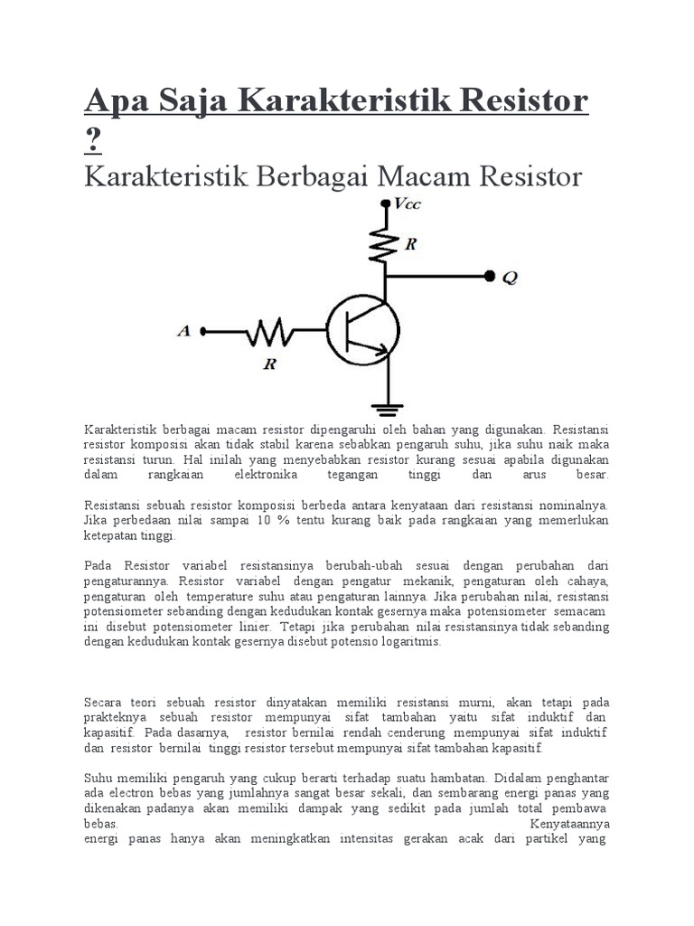 Apa Saja Karakteristik Resistor | PDF