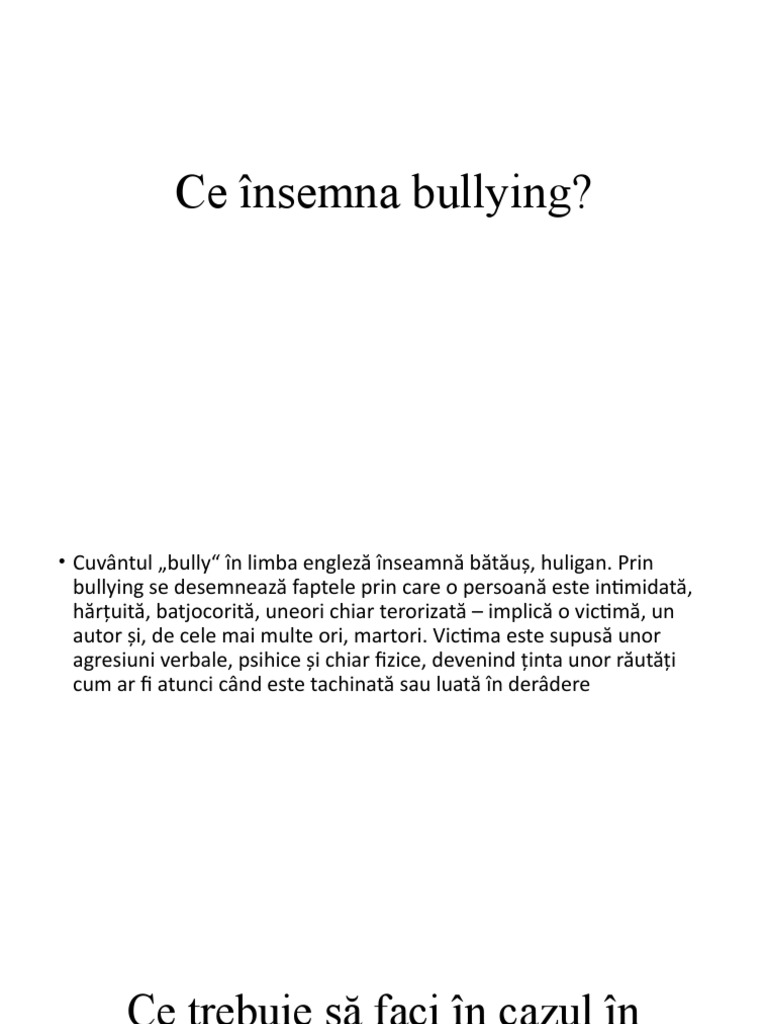 Ce Însemna Bullying | PDF