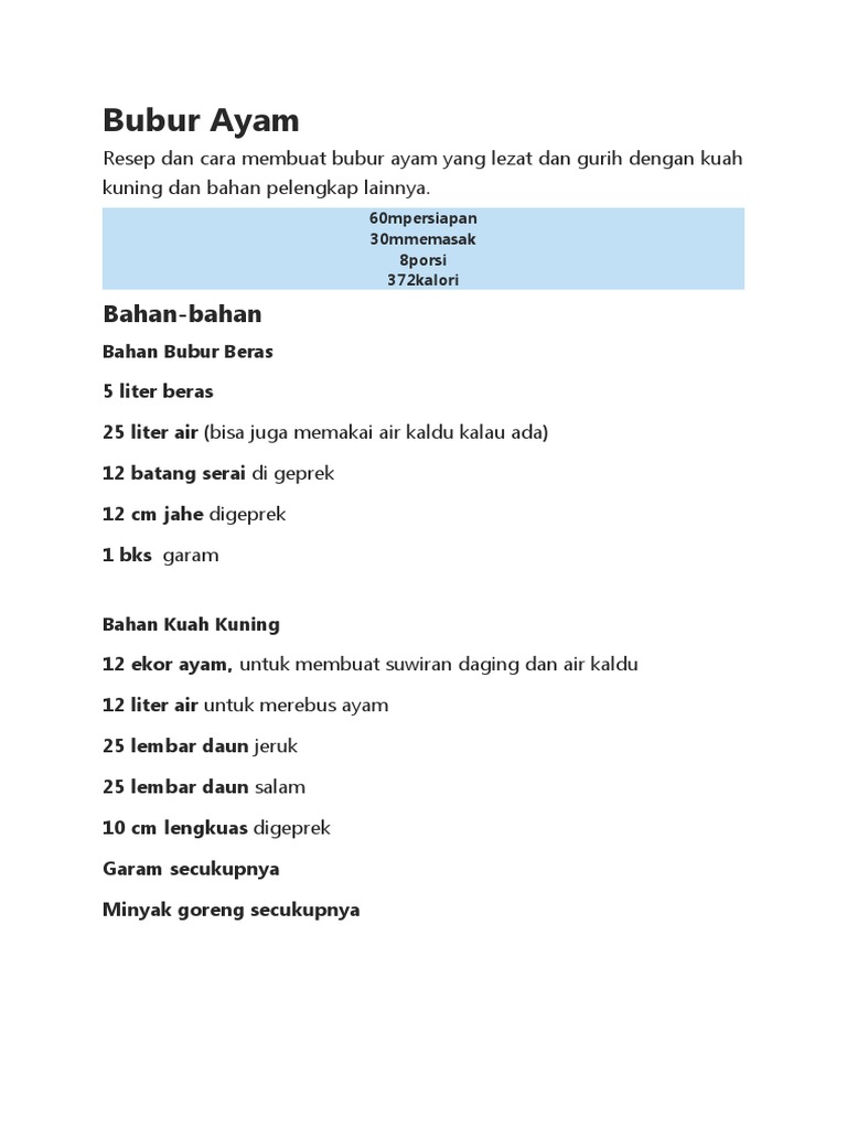 Bubur Ayam | PDF
