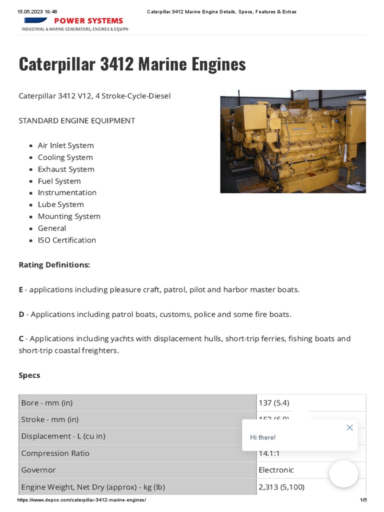 Caterpillar 3412 Marine Engine Details, Specs, Features & Extras | Download Free PDF | Marine ...