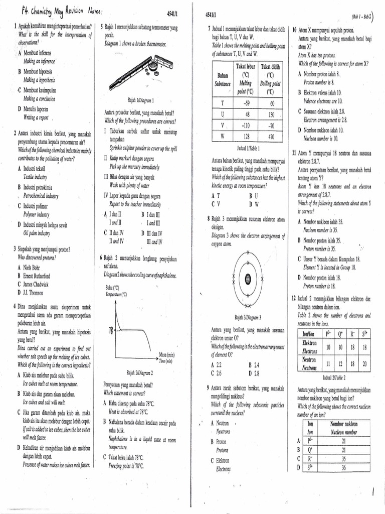F4 Chemistry May Revision 2023 | PDF