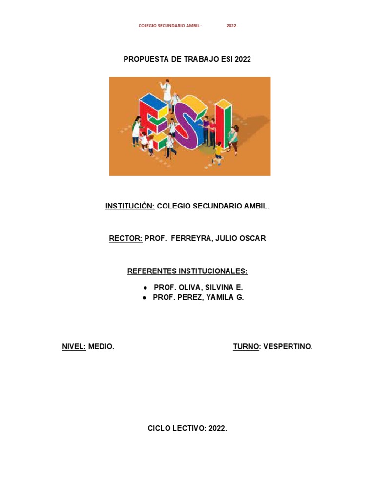 Proyecto Esi 2022 Terminado | PDF | Educación sexual | Suicidio