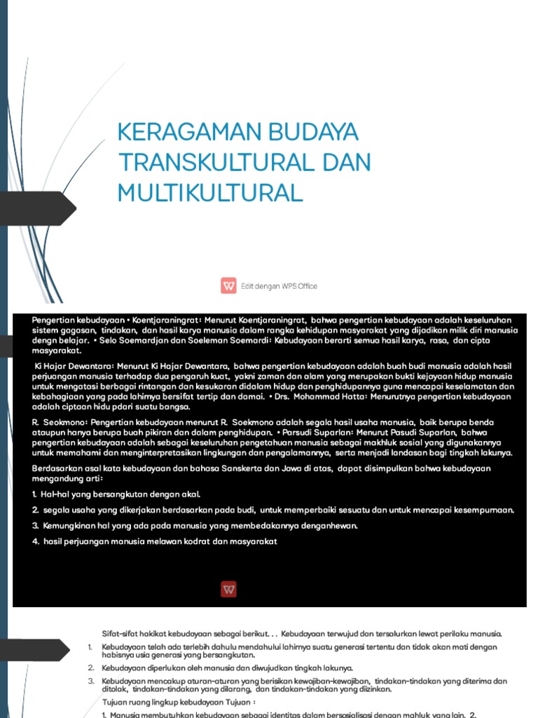 Keragaman Budaya Transkultural Dan Multikultural | PDF
