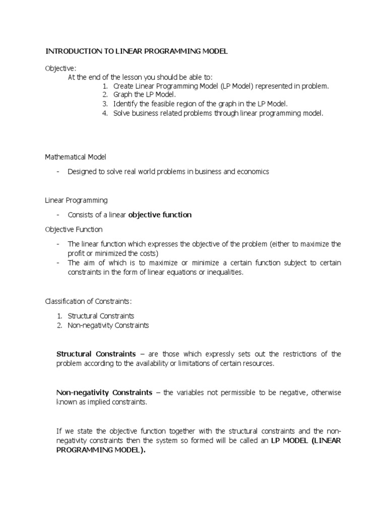 Linear Programming Model Graphical Method | PDF | Linear Programming | Mathematical Optimization