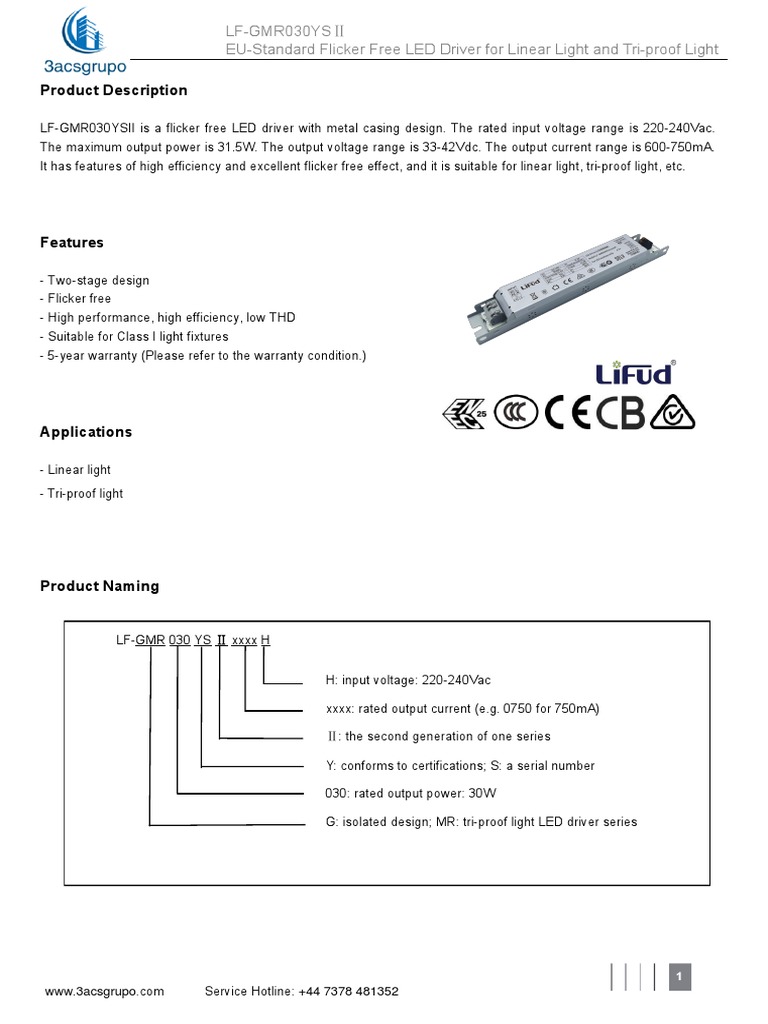 Data Sheet Driver LF-GMR030YSó XXXXH (G3) V1.1 | PDF