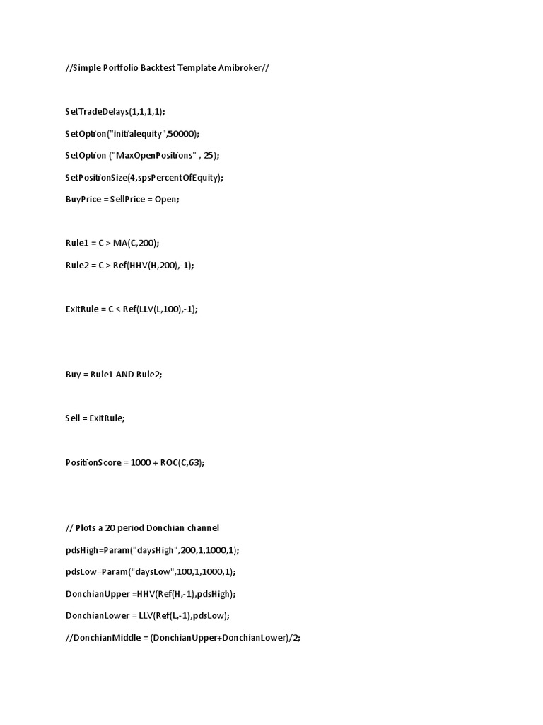 Simple Portfolio Backtest Template Amibroker 1 | PDF