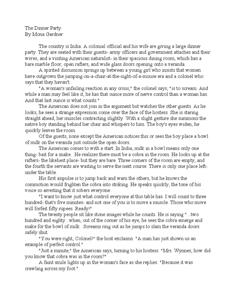 The Dinner Party by Mona Gardner | PDF