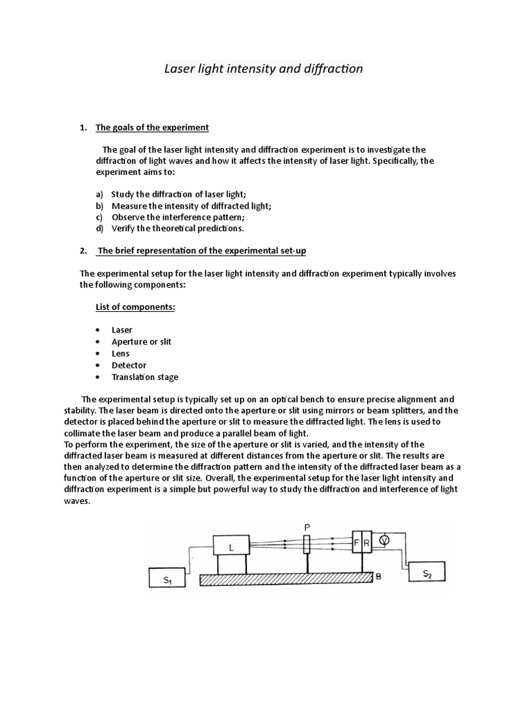 Laser Light Intensity And Diffraction Pdf Diffraction Light