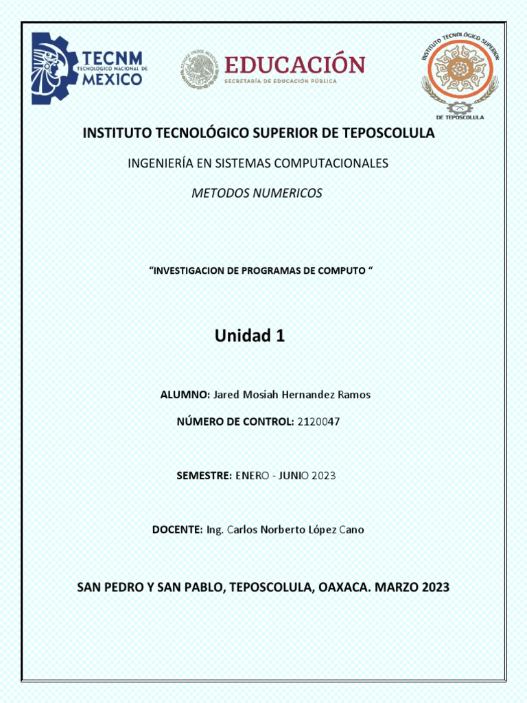 Investigacion de Programas de Computo U1 | PDF | Análisis numérico | Software