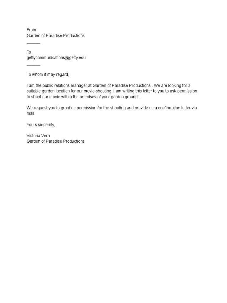 Film Shooting Permission Request Letters | PDF