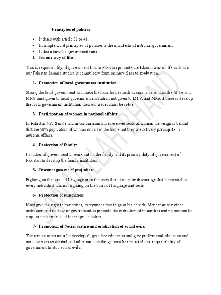 Principles of Policies | PDF