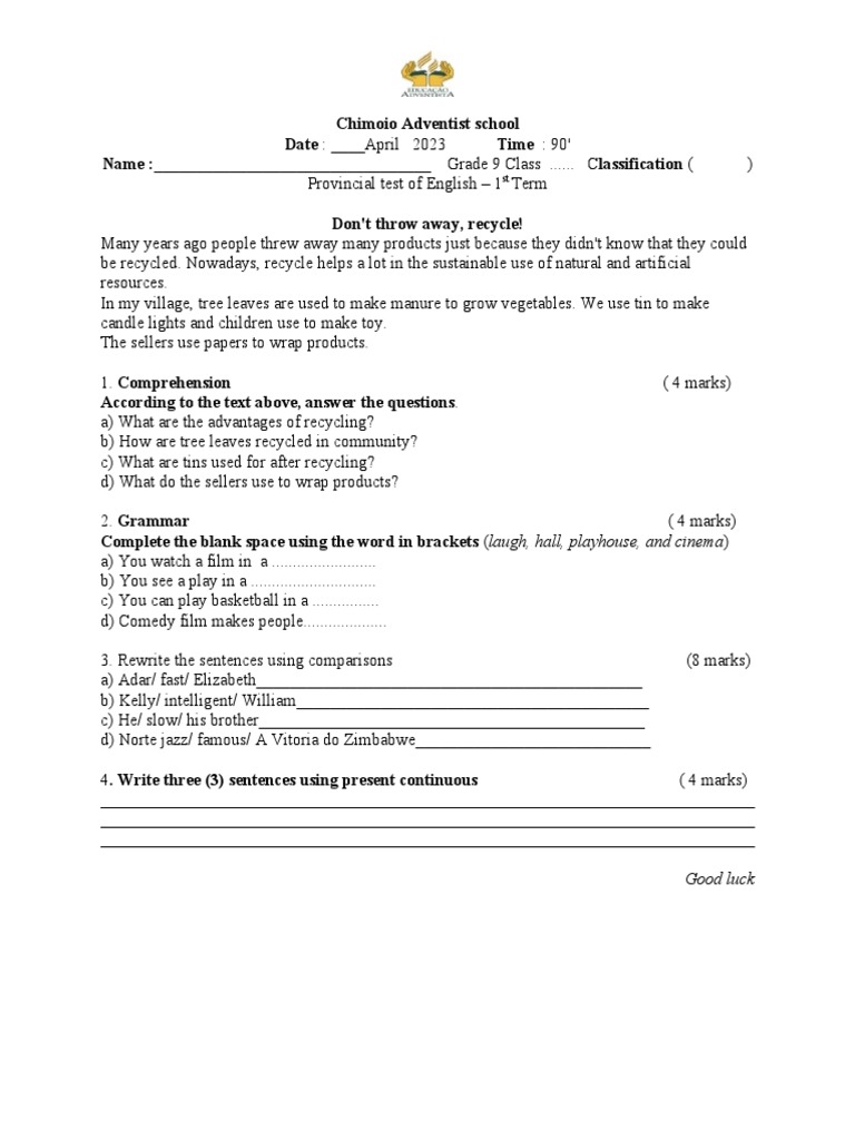 Apt - English 9-I | PDF